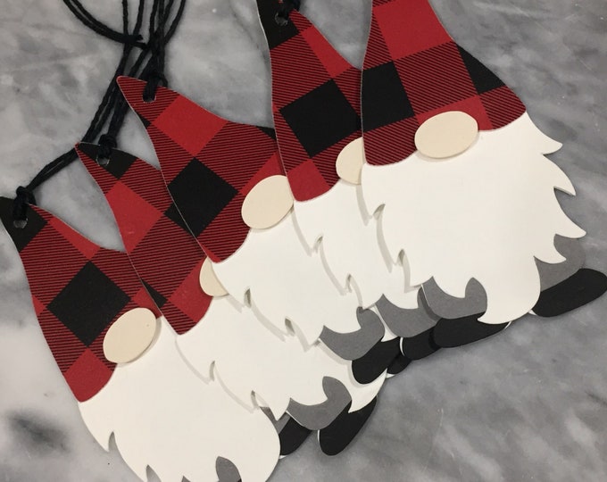 Gnome Gift Tags Holiday Gnome Tags Set of 6 Red & Black | Etsy