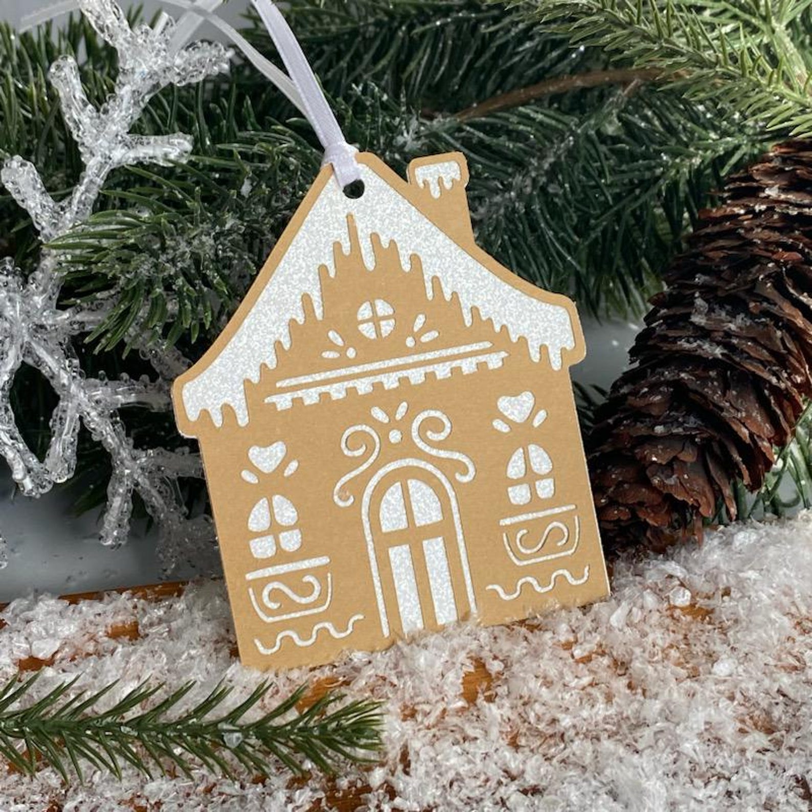 Gingerbread House Glitter Gift Tags - Set of 6 - Holiday Gift Wrapping ...