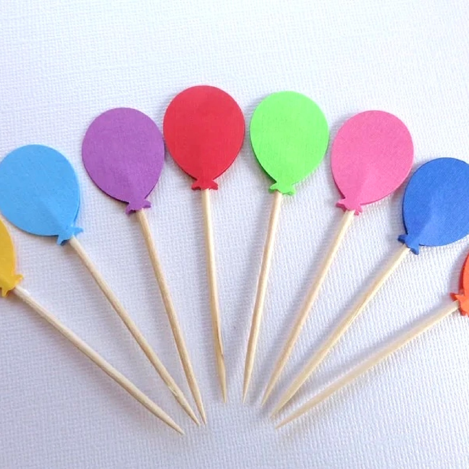 Bright Balloon Party Picks Cupcake Toppers Food Picks up | Etsy