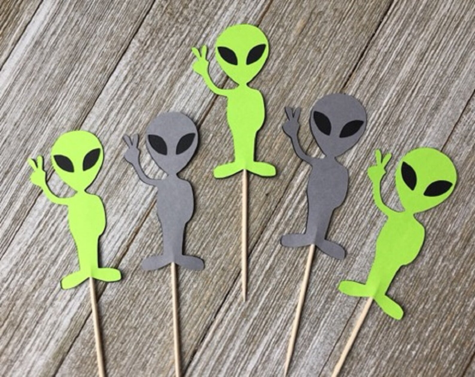 Alien Cupcake Toppers Out of This World Party Space Theme | Etsy