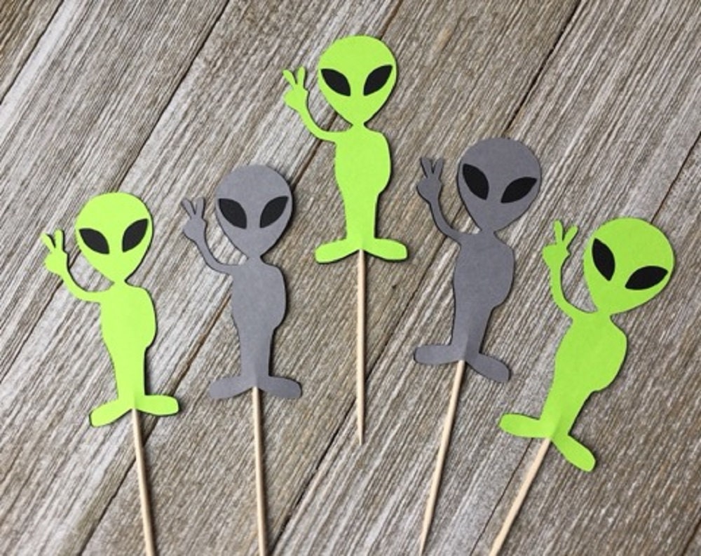 Alien Cupcake Toppers - Out of This World Party - Space Theme Birthday ...