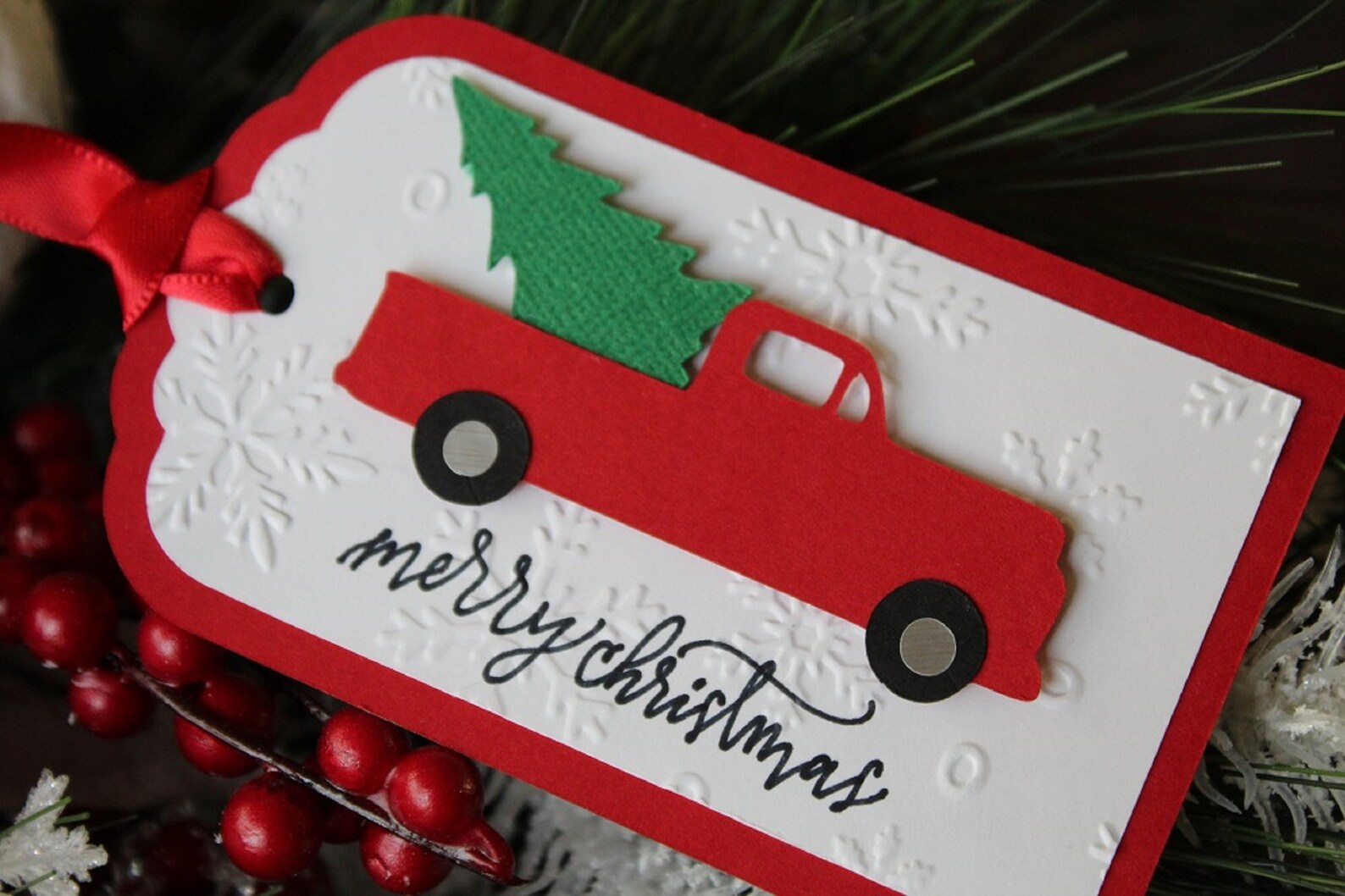 Red Truck With Tree Holiday Gift Tags Christmas Truck Gift - Etsy