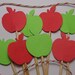 Red and Green Apple Cupcake Toppers Food Picks Party Picks Back to ...