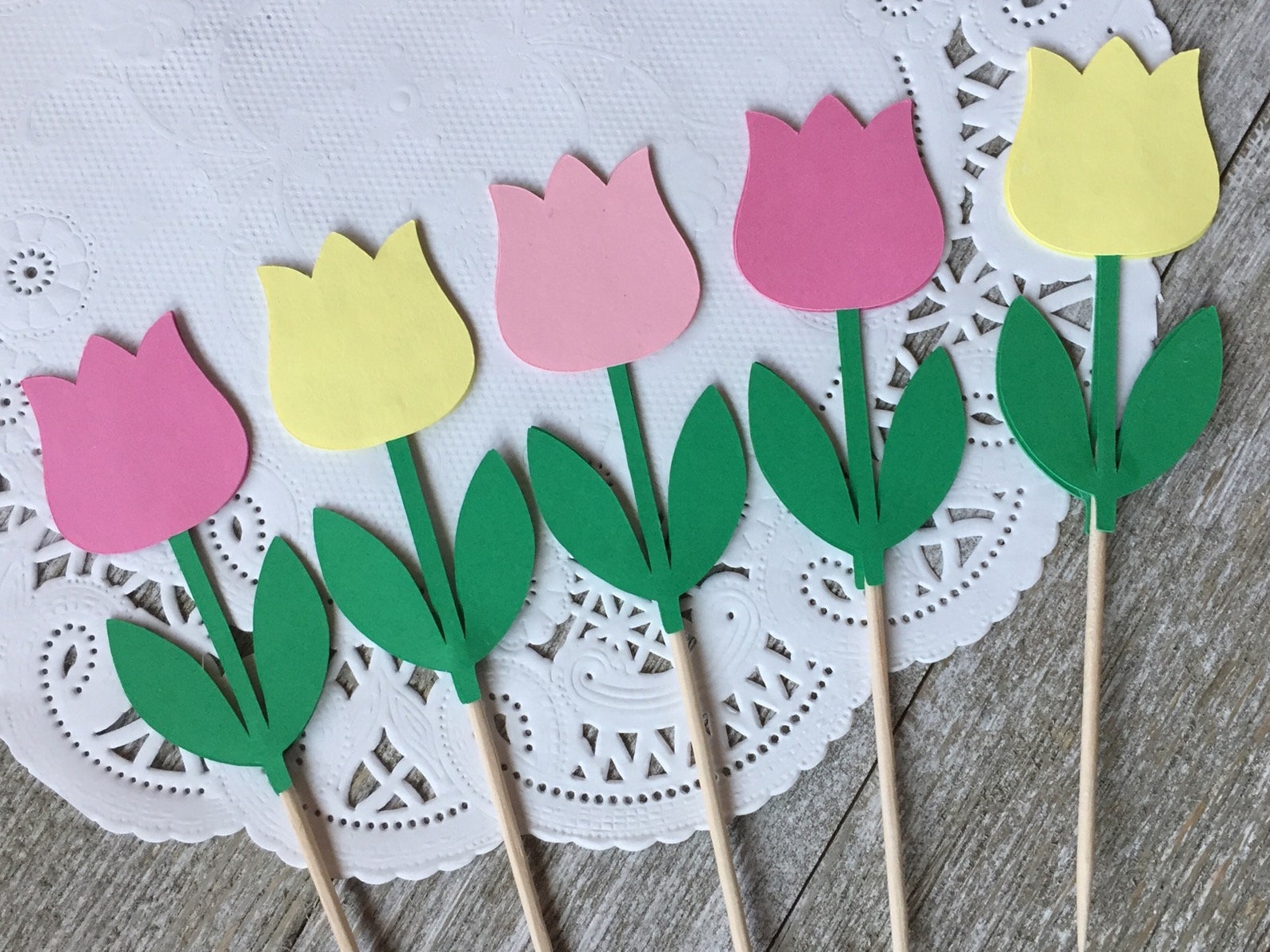 Spring Tulip Cupcake Toppers Easter Food Picks Mothers Day - Etsy
