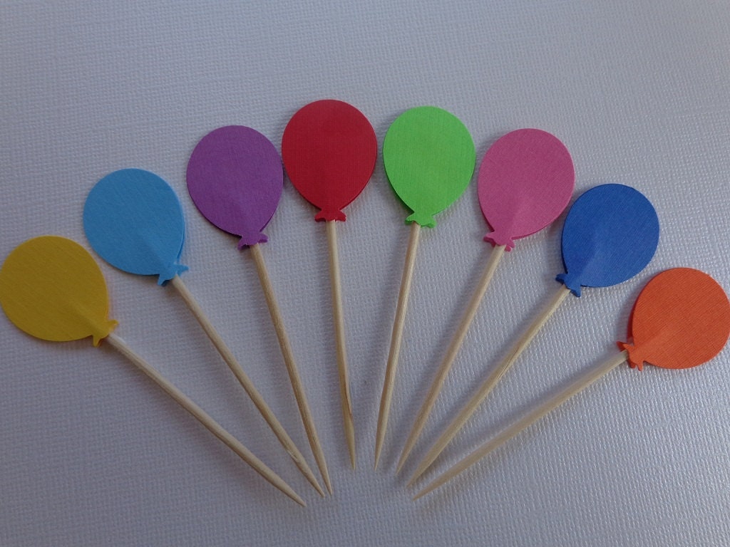 Bright Balloon Party Picks Cupcake Toppers Food Picks up | Etsy