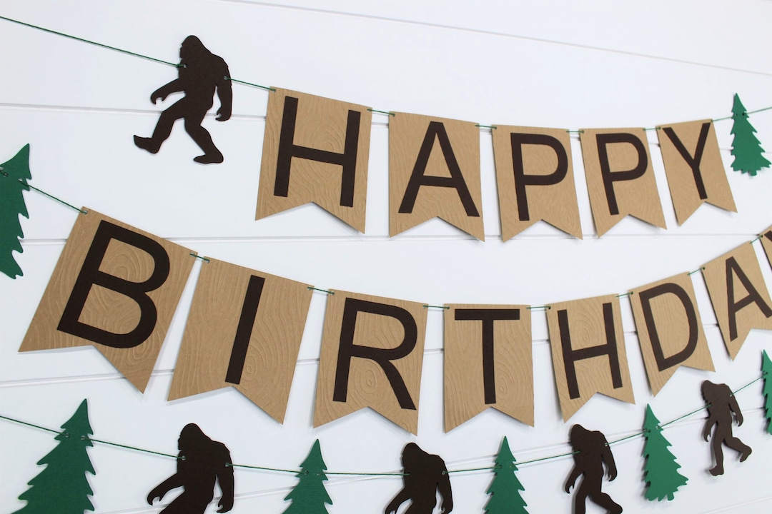 Bigfoot Happy Birthday Banner Sasquatch Banner Birthday - Etsy