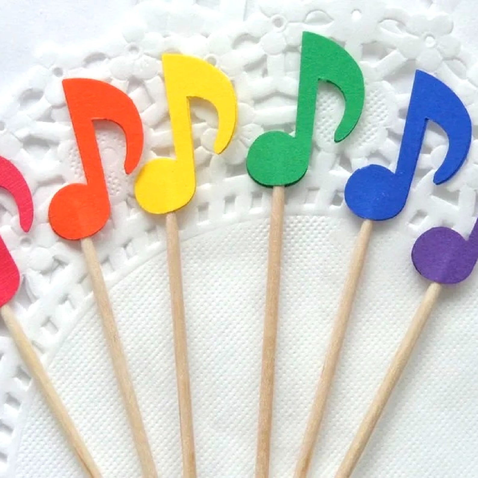 Rainbow Music Note Cupcake Toppers Food Picks Party Picks | Etsy