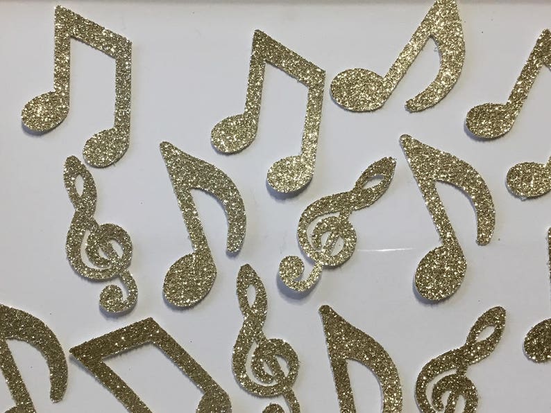 Gold Glitter Music Note Confetti Large 2 tall Table | Etsy