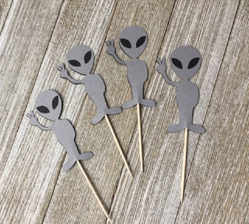 Alien Cupcake Toppers - Out of This World Party - Space Theme Birthday ...