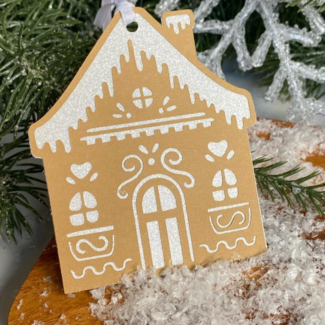 Gingerbread House Glitter Gift Tags - Set of 6 - Holiday Gift Wrapping ...