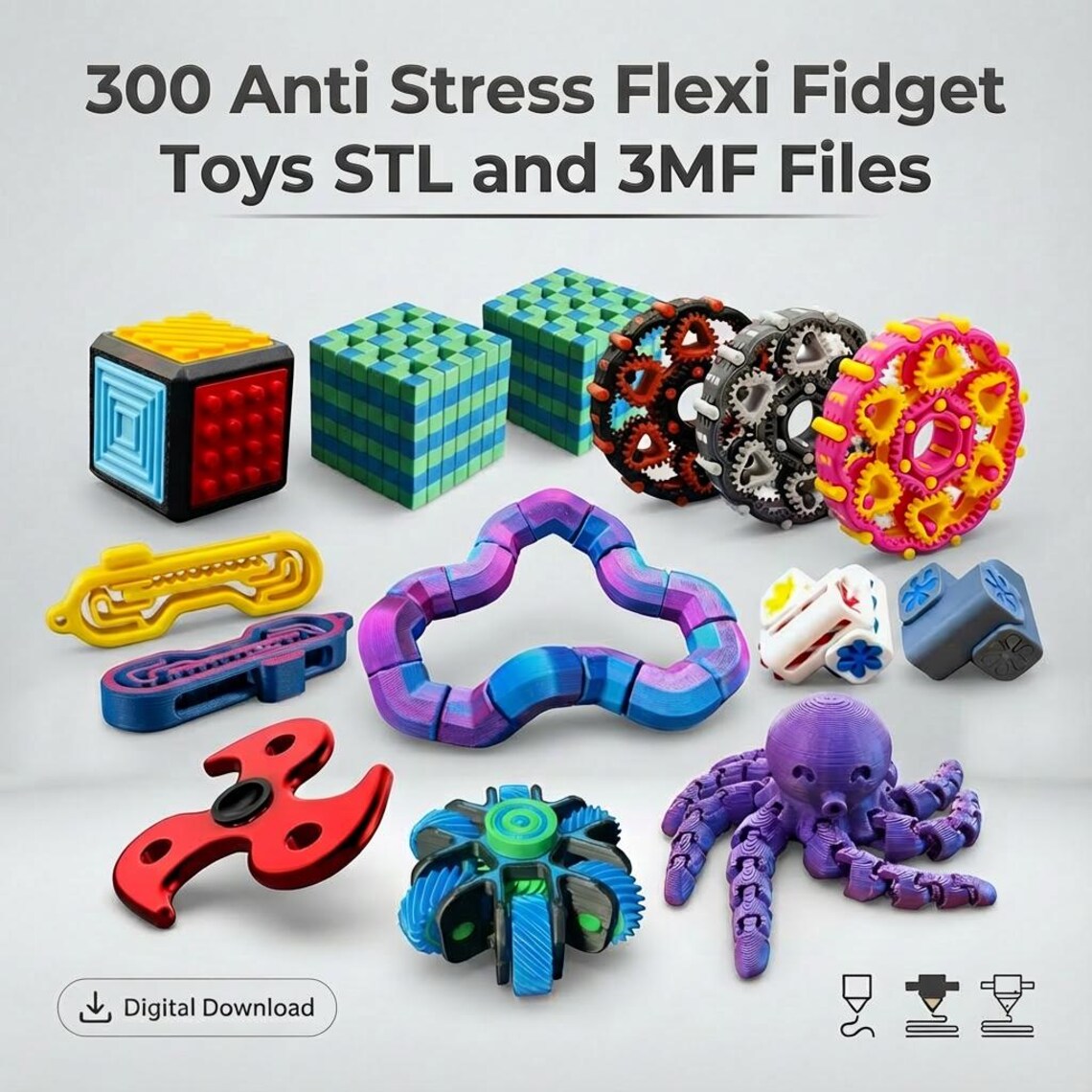 300 Anti-stress Flexi Fidget Toys – Ultimate 3D Printable STL & 3MF ...