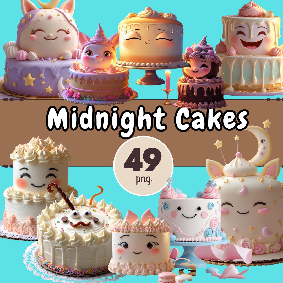 Midnight Cakes Clipart, Cozy Fantasy Bakery Cake PNG - Etsy