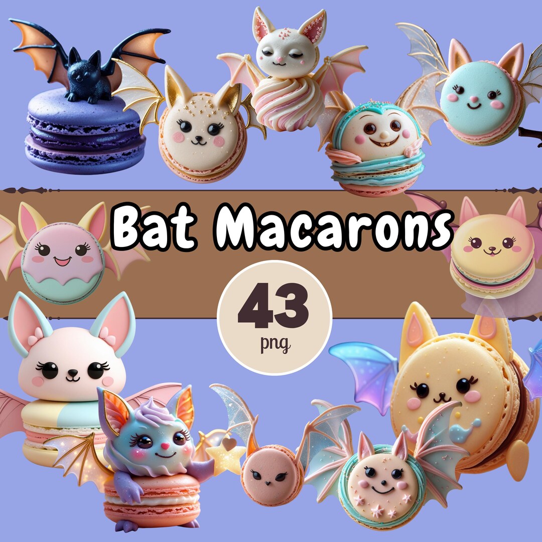 Bat Macarons Clipart, Gothic Bakery PNG (43 Files) - Etsy