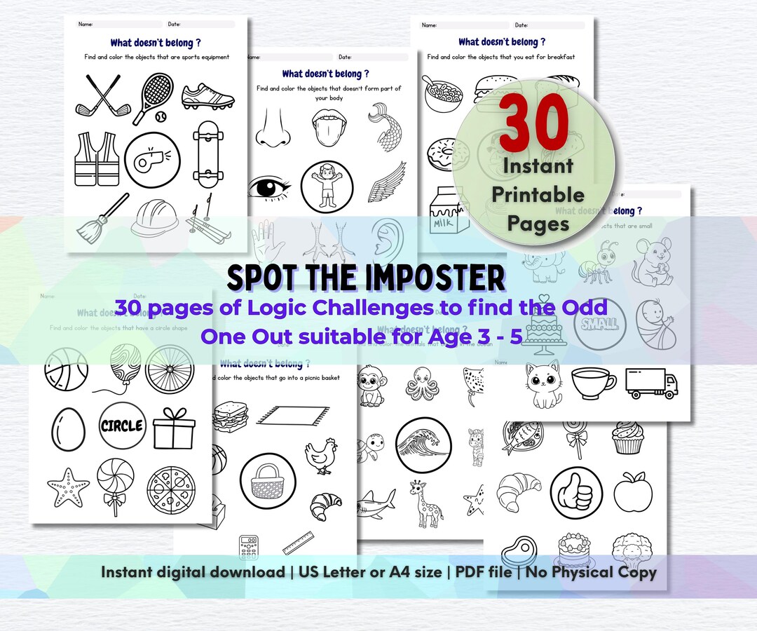 30 Pages Odd One Out Worksheets, Preschool Categorization, Visual ...