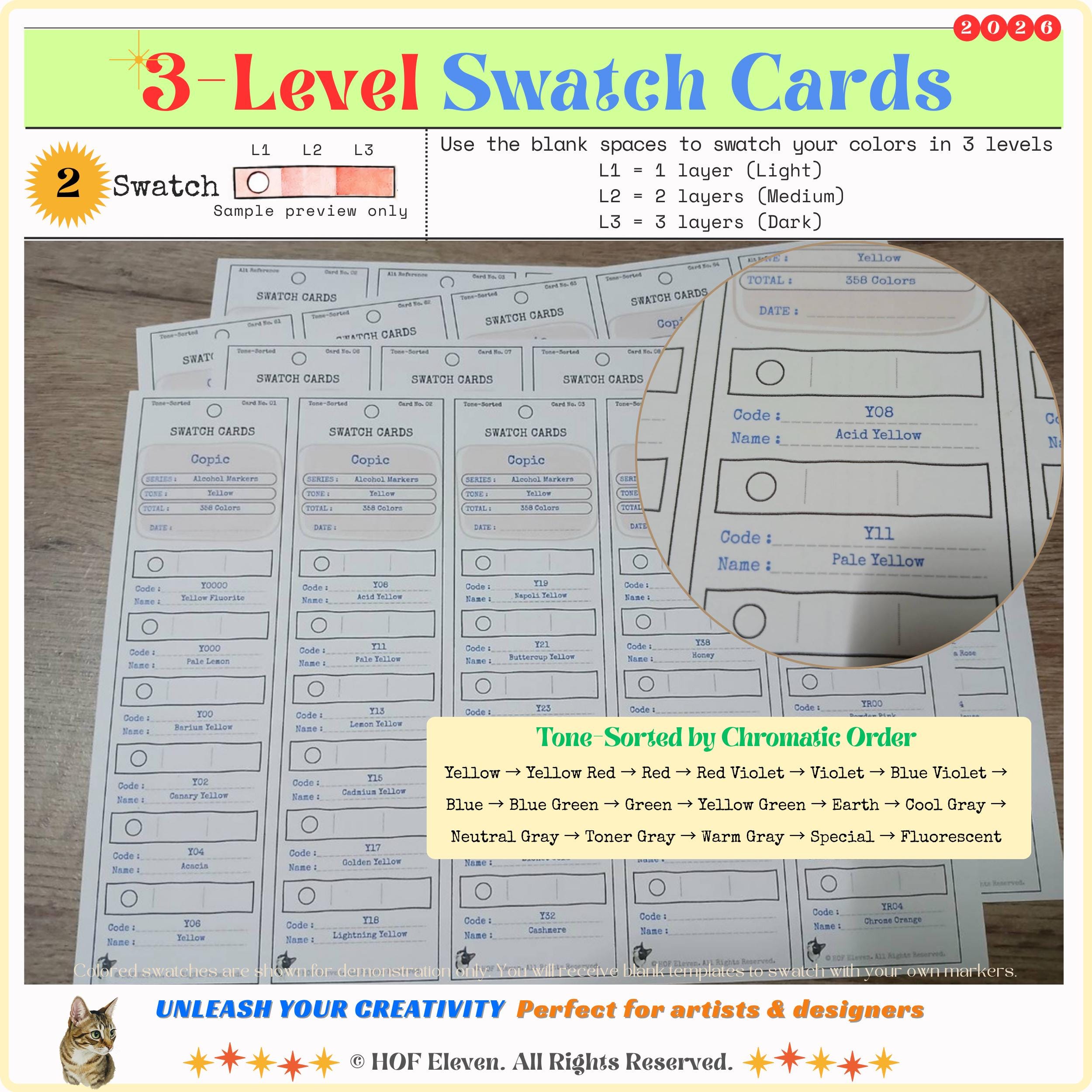 3-level Copic Alcoholmarkers 358 Colors Swatch Cards | Color Swatch ...