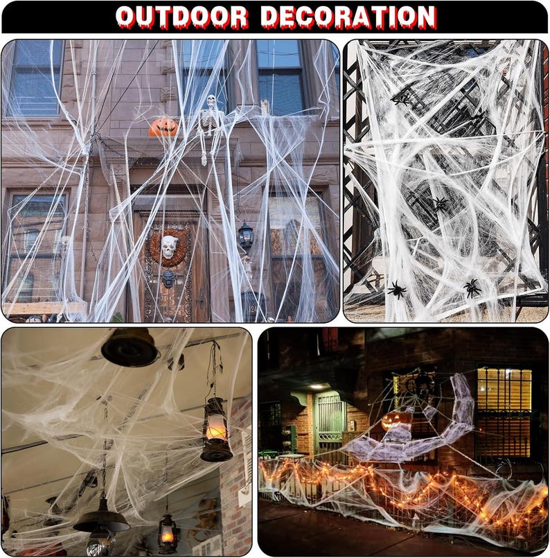 Halloween Spider Webs Decorations With 100 Fake Spiders & 2pcs Black ...
