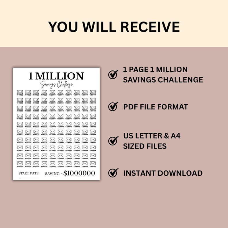 1 Million Savings Challenge, Printable PDF (instant Download) - Etsy