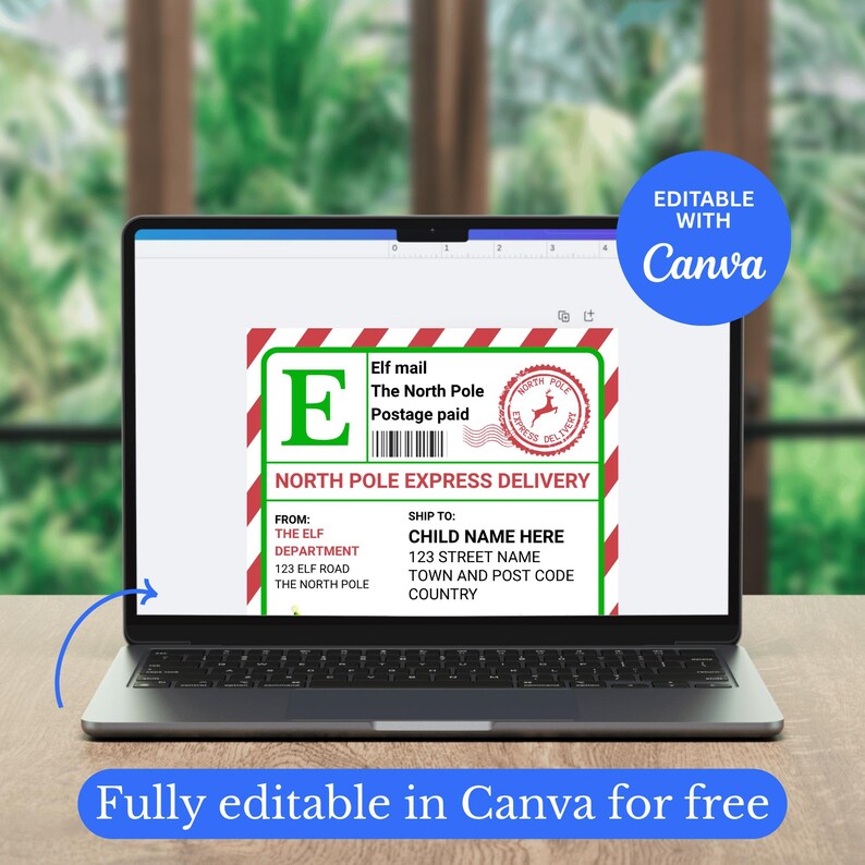 Elf Postage Label, Template Editable, Elf Mail Shipping Label, Elf ...