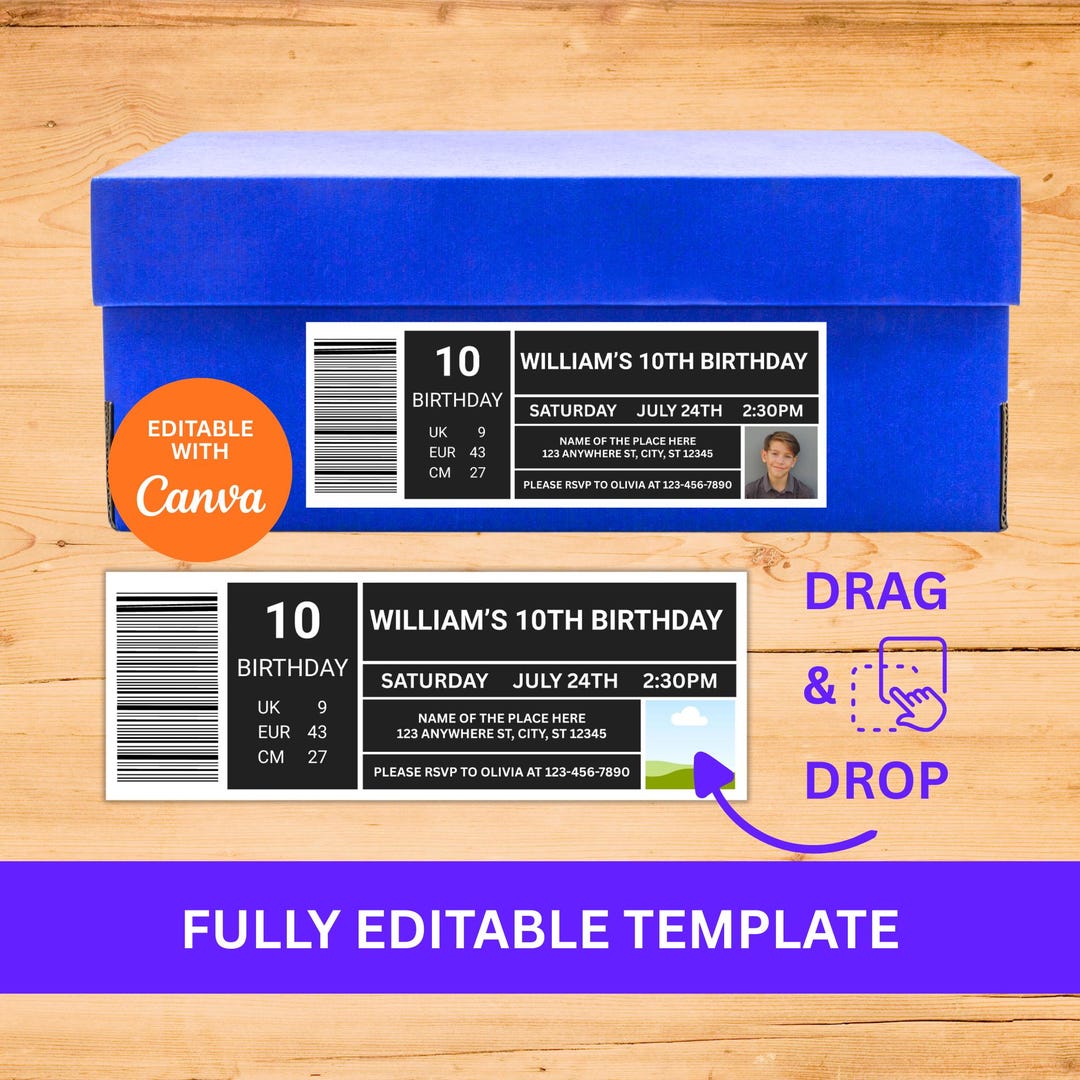 Sneaker Box Label Template Editable in Canva, Shoe Box Label Template ...