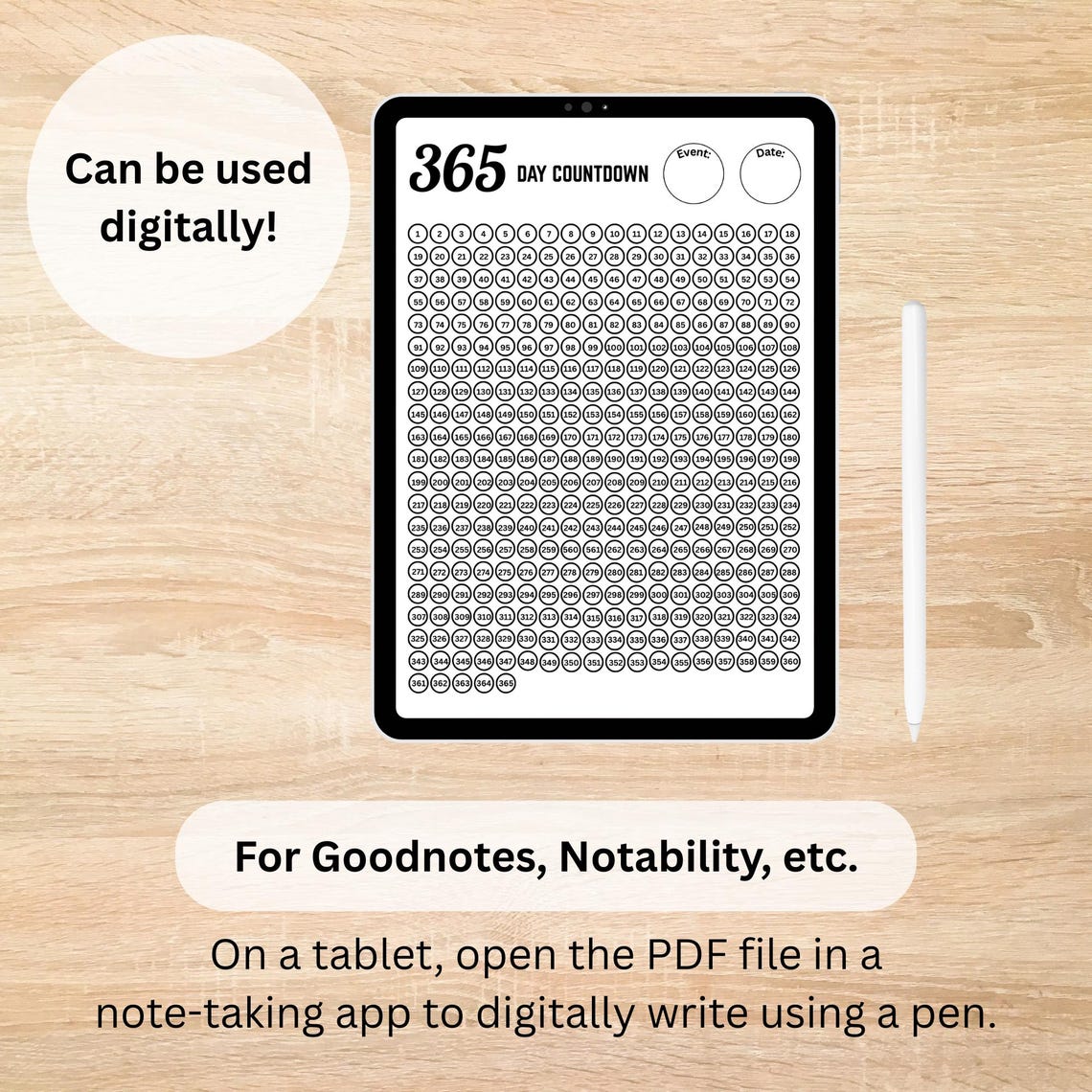 365 Day Countdown Printable, Elegant 365 Days Planner Tracker Daily ...