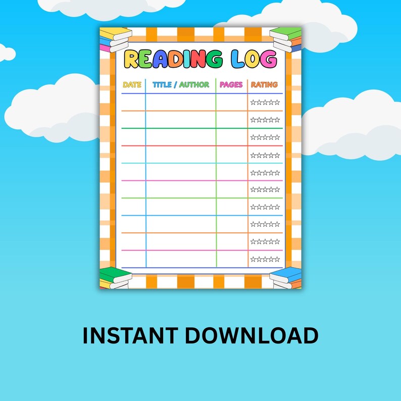 Kindergarten Reading Log, Printable PDF, Book Tracker for Kids Reading ...