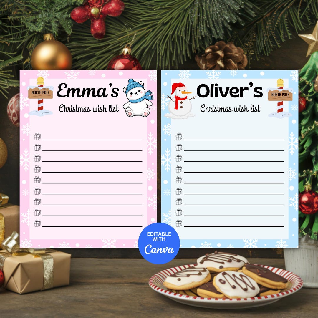 Christmas Wish Lists Editable Template, My Wishlist, Santa Letter Canva ...
