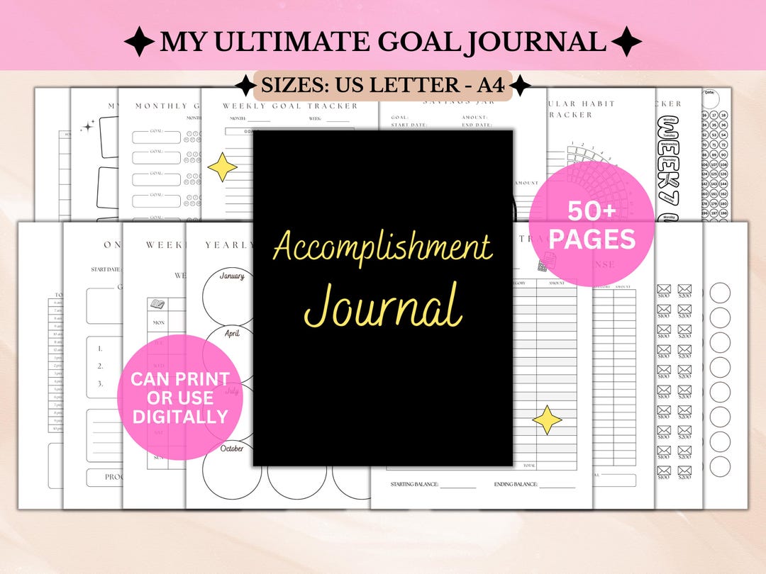 Accomplishment Journal Printable, the Ultimate Goal Journal, Undated ...