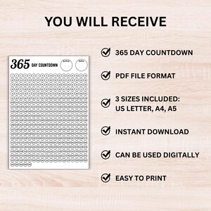 365 Day Countdown Printable, Elegant 365 Days Planner Tracker Daily ...