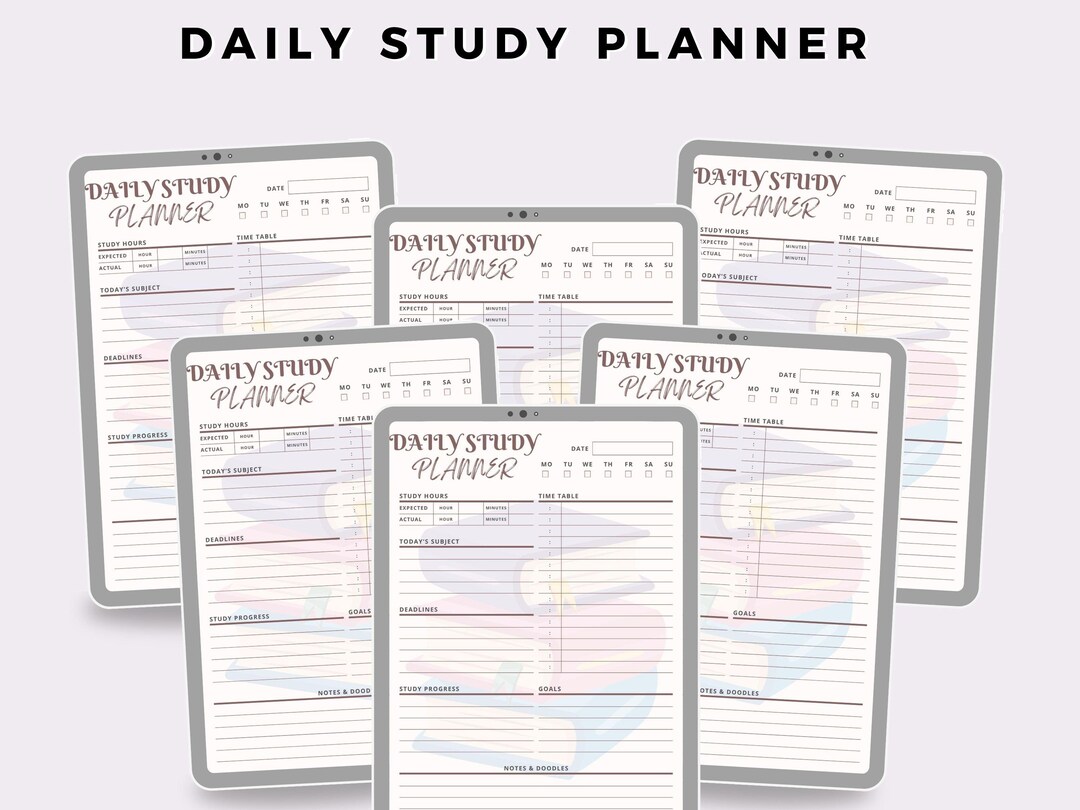 Daily Study Planner PDF Printable | Student Planner for Study Schedule ...