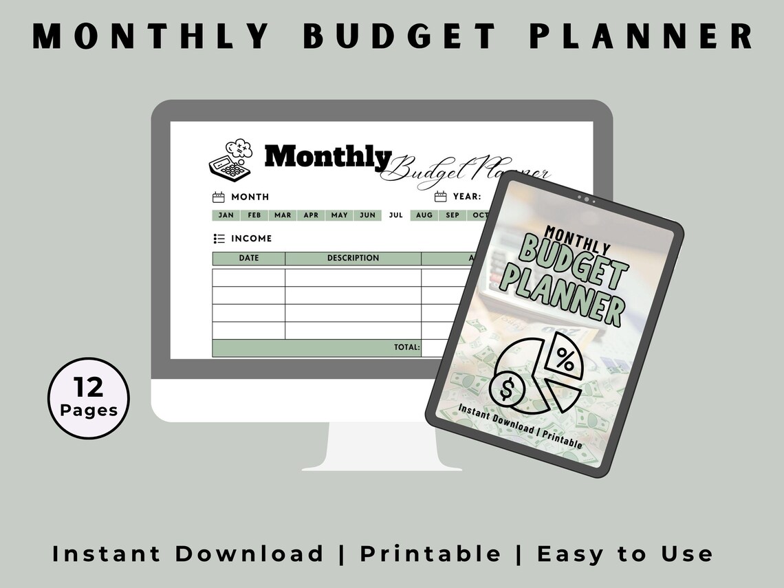 Monthly Budget Planner PDF | Expense Tracker & Finance Tracker ...
