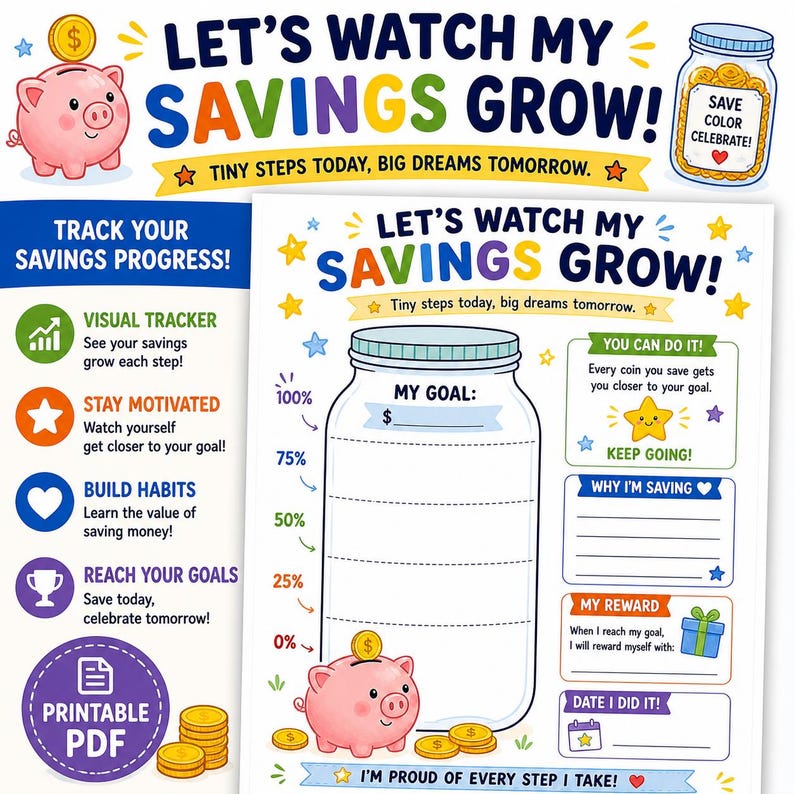 Kids Money Bundle Printable | Save Share Spend Journal, Allowance ...