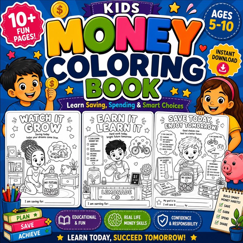 Kids Money Bundle Printable | Save Share Spend Journal, Allowance ...