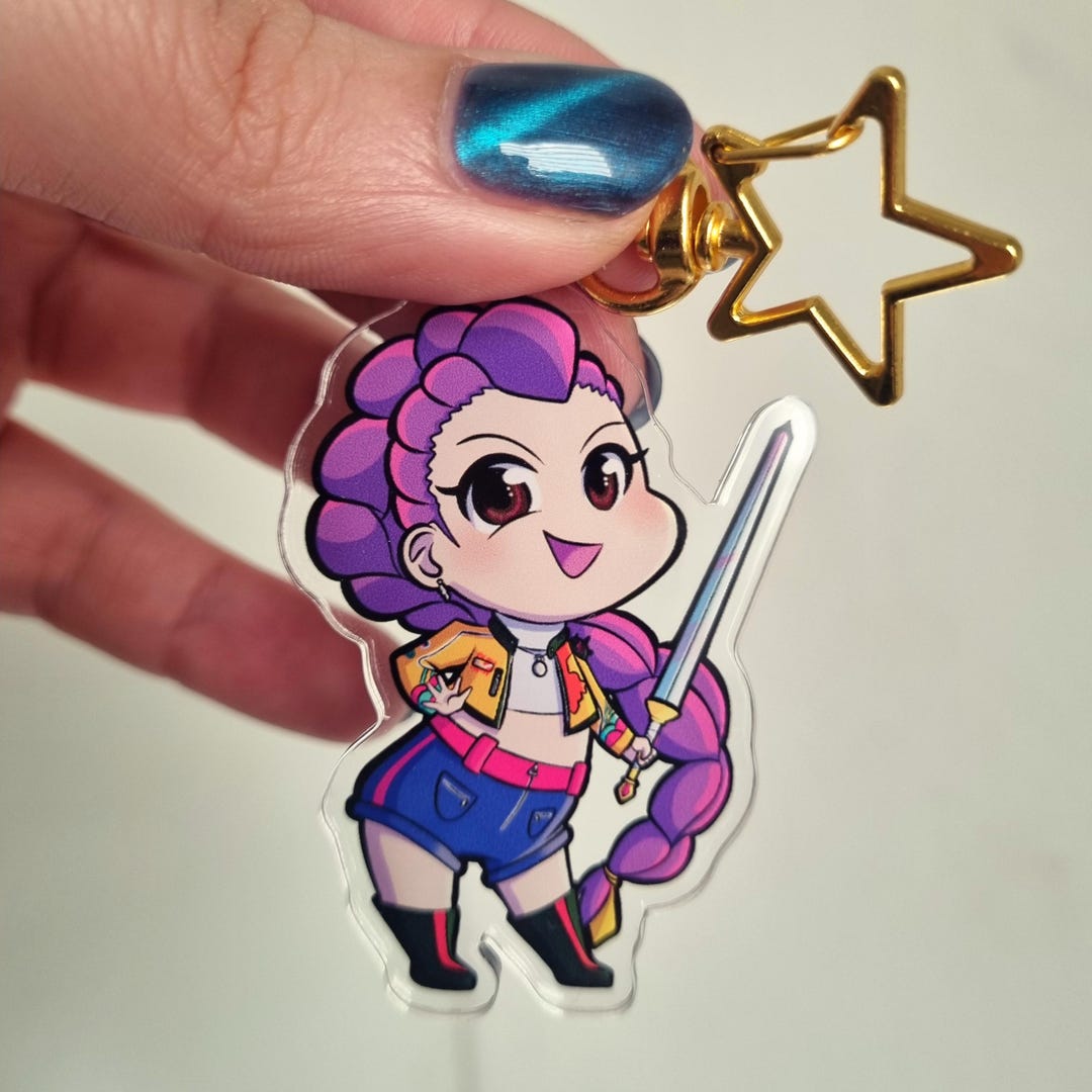 Rumi Acrylic Keychain With Gold Star Clasp | Kpop Demon Hunters - Etsy