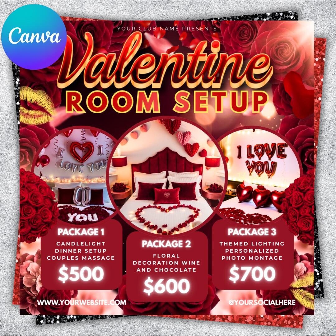 Valentine Room Setup Flyer, Valentine Booking Flyer, February Flyer ...