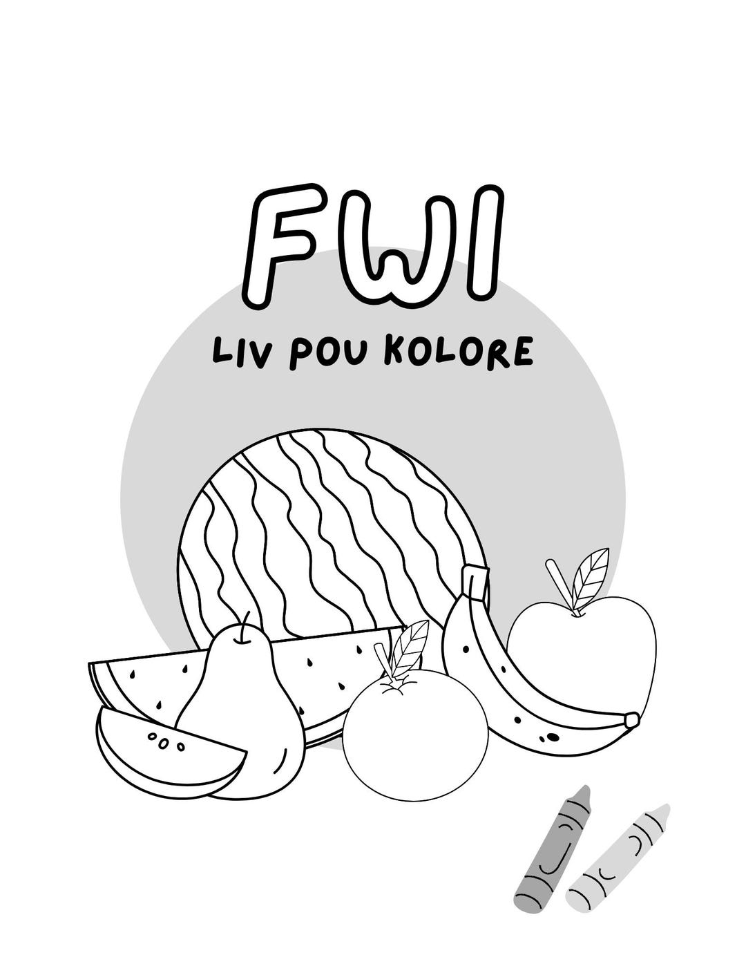 Fwi Pou Kolore/ Fruit Coloring Pages - Etsy