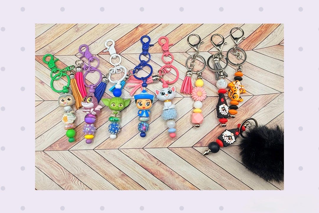 Handmade Cartoon Character Keychain: Silicone Bead Bag Charm - Etsy
