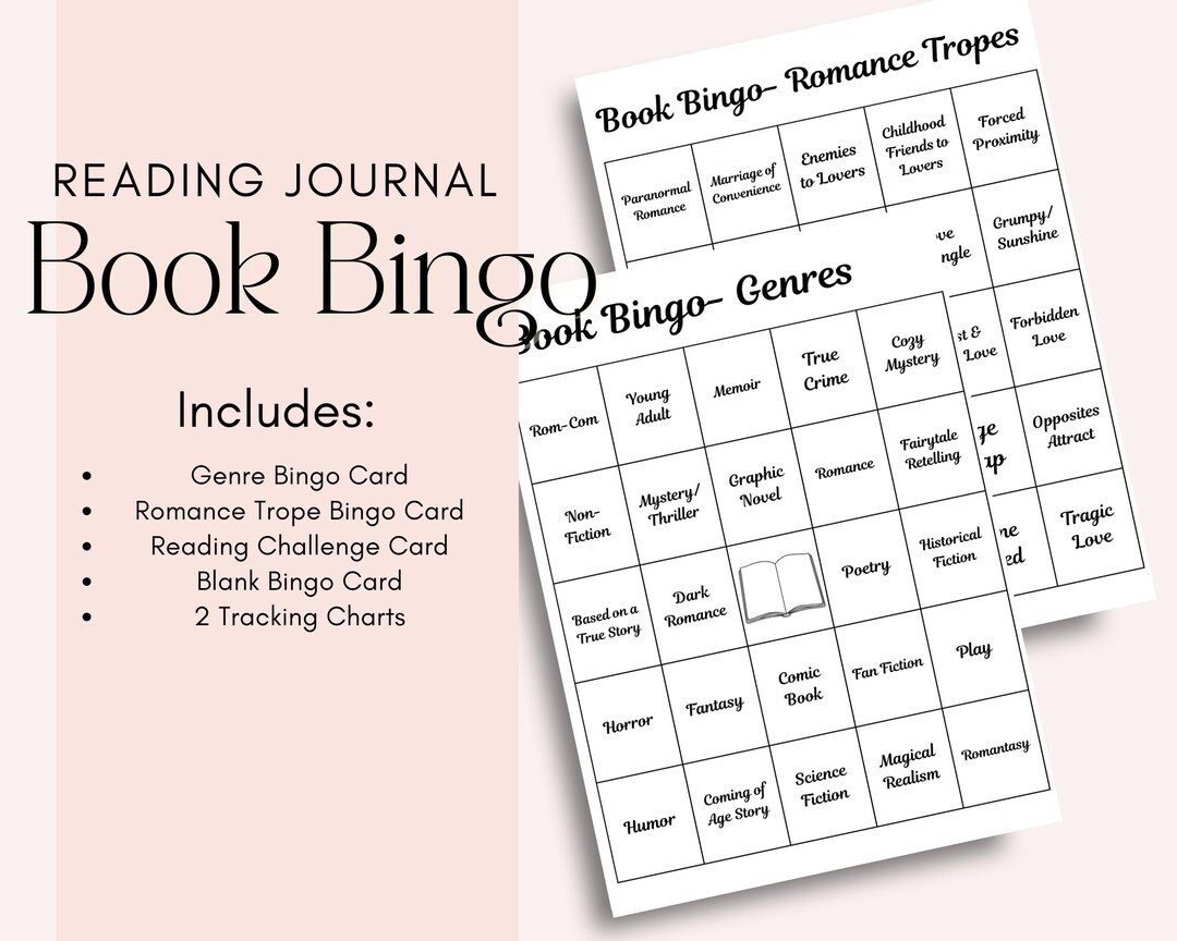 Printable Book Bingo Template, Reading Journal Template, Literary Bingo ...