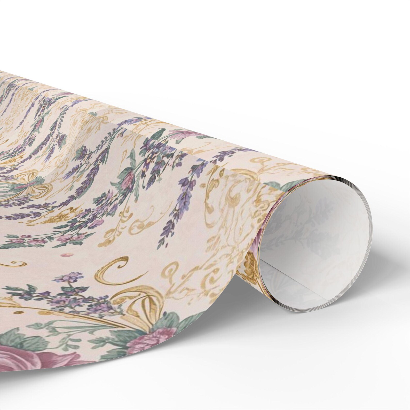 Lavande Royale Wrapping Paper: Elegant Lavender Gold Floral Design Gift ...