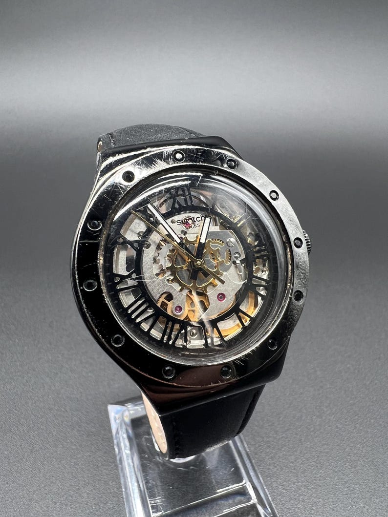 Swatch Irony Automatic Skeleton Rosetta Nera YAB100 Men's Watch Swiss ...