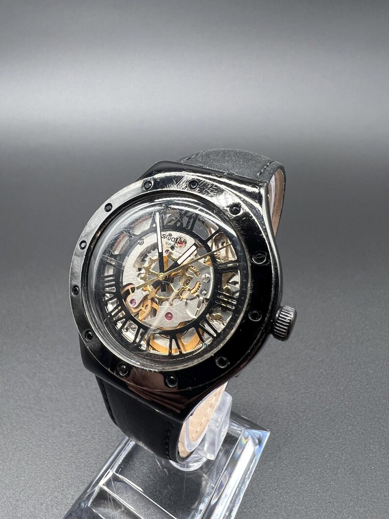 Swatch Irony Automatic Skeleton Rosetta Nera YAB100 Men's Watch Swiss ...