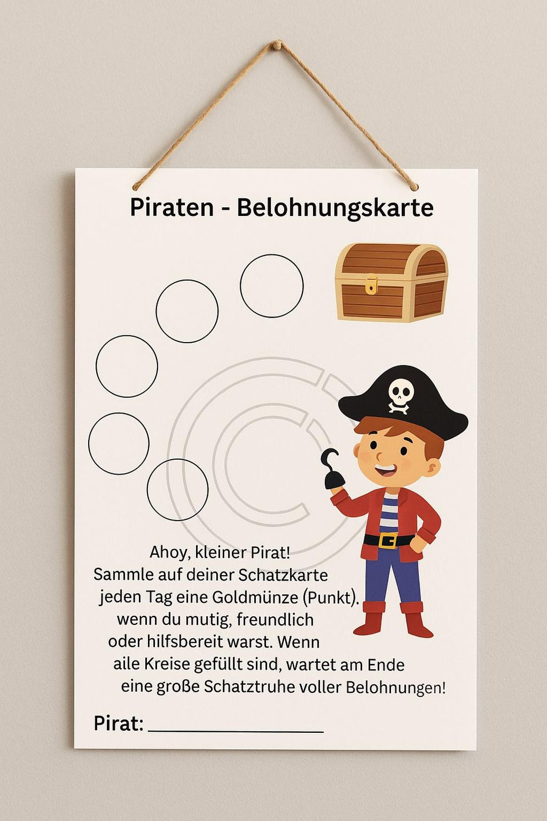 Pirate Reward Card for Boys and Girls | Treasure Hunt | Reward System ...