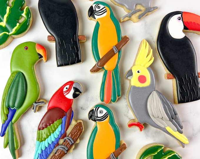 Toucan, Macaw, Parrot, Cockatiel Tropical Birds 3D Printed Cookie ...