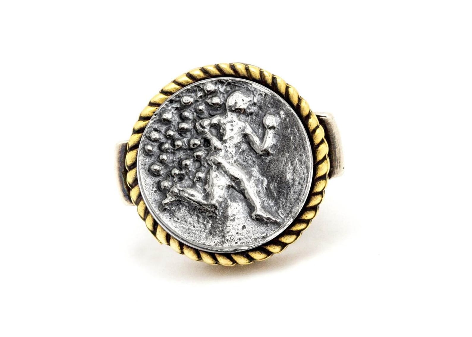 Coin Ring With the Running Man Coin Medallion Noa Tam Coin - Etsy