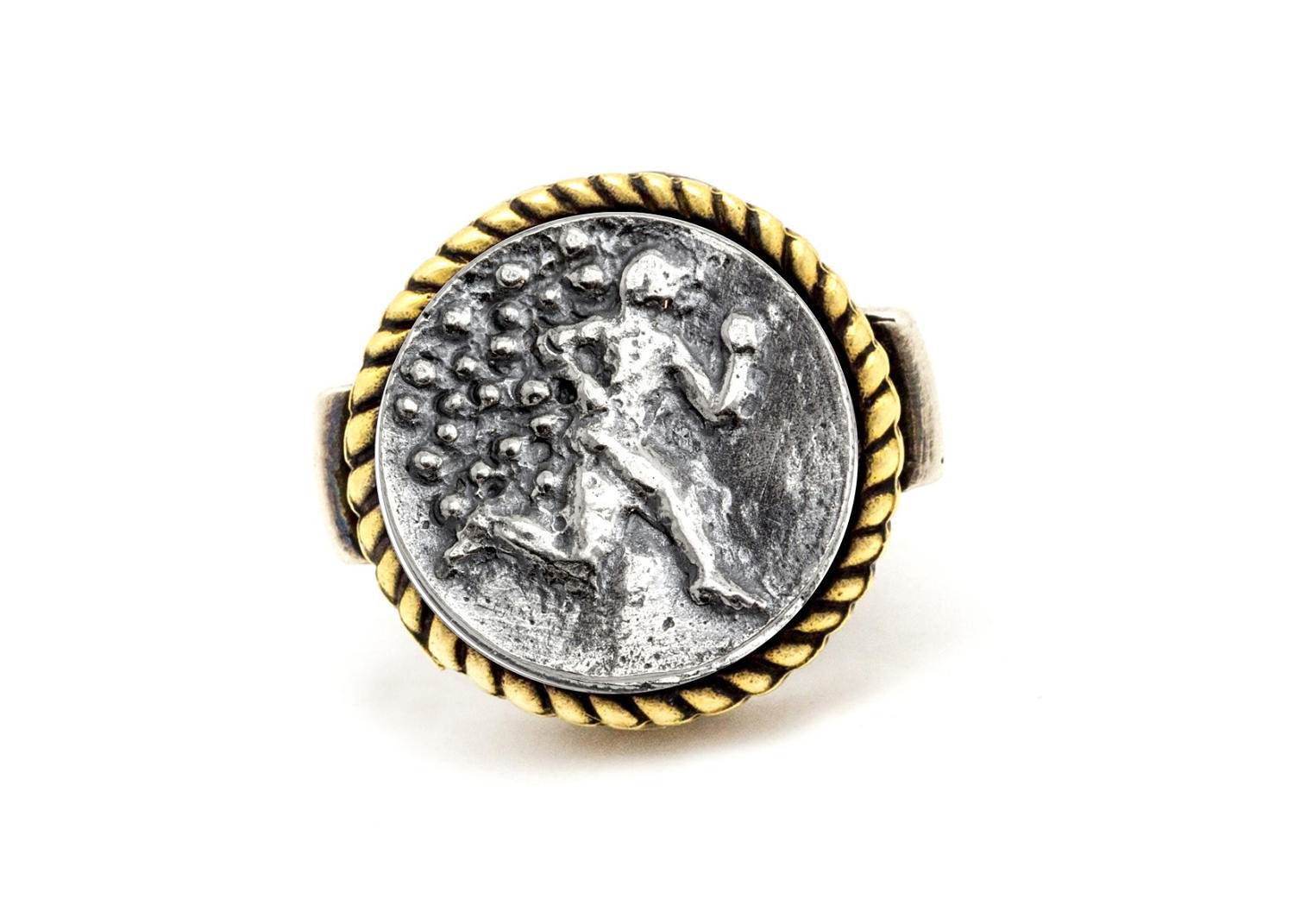 Coin Ring With the Running Man Coin Medallion Noa Tam Coin - Etsy Israel