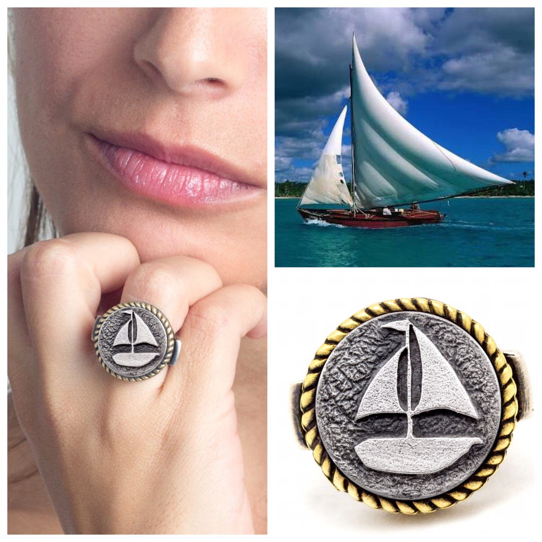 Coin Ring With the Boat Coin Medallion Noa Tam Coin Jewelry Boat Ring ...