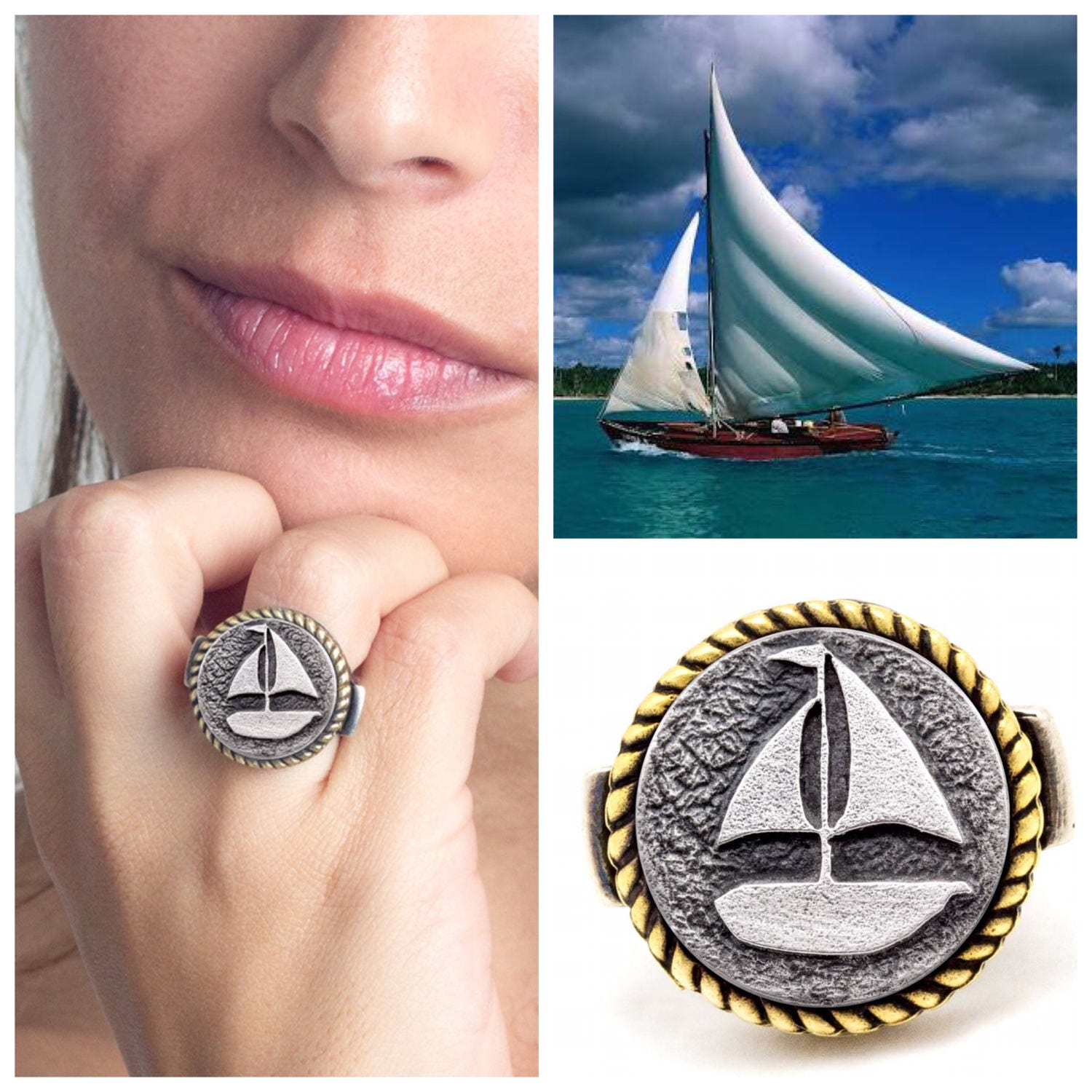 Coin Ring With the Boat Coin Medallion Noa Tam Coin Jewelry Boat Ring ...