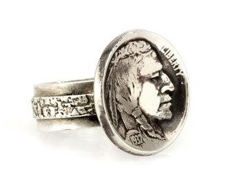 Buffalo Nickel Indian Wire Wrapped Ring - Etsy