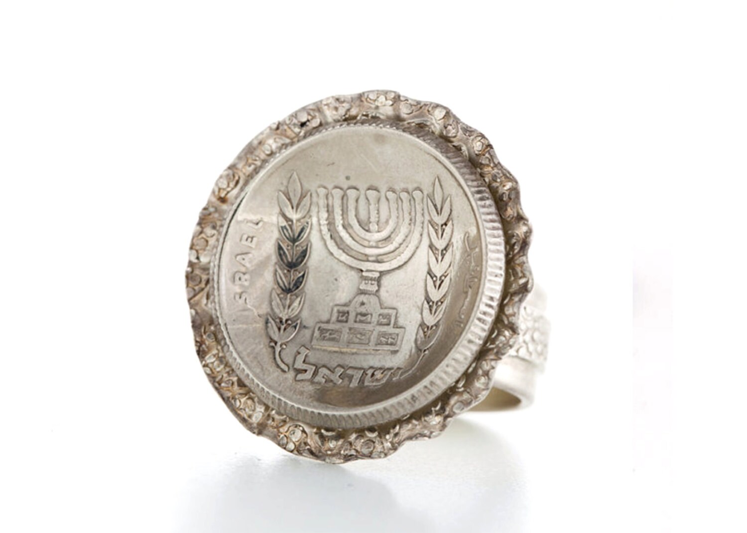Coin Jewelry Silver Ring, Israeli 1/2 Lira, 1st Peace World Ring ...
