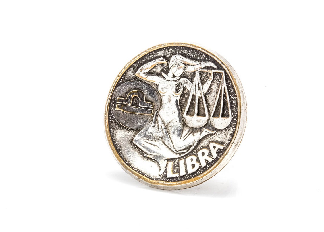 Zodiac Medallion Ring With A Libra Sign - Etsy