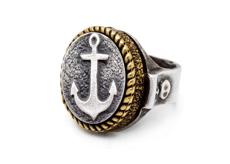 Coin Ring With the Anchor Coin Medallion Noa Tam Coin Jewelry - Etsy